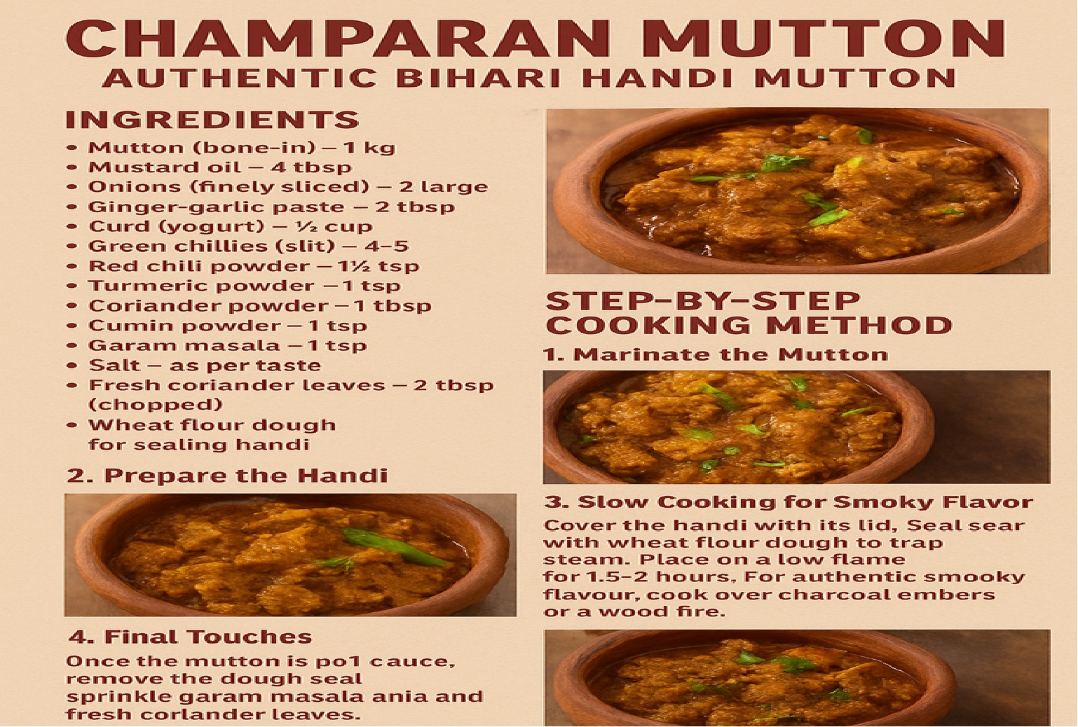 Authentic Champaran Mutton Recipe: Smoky Handi Delight from Bihar ...