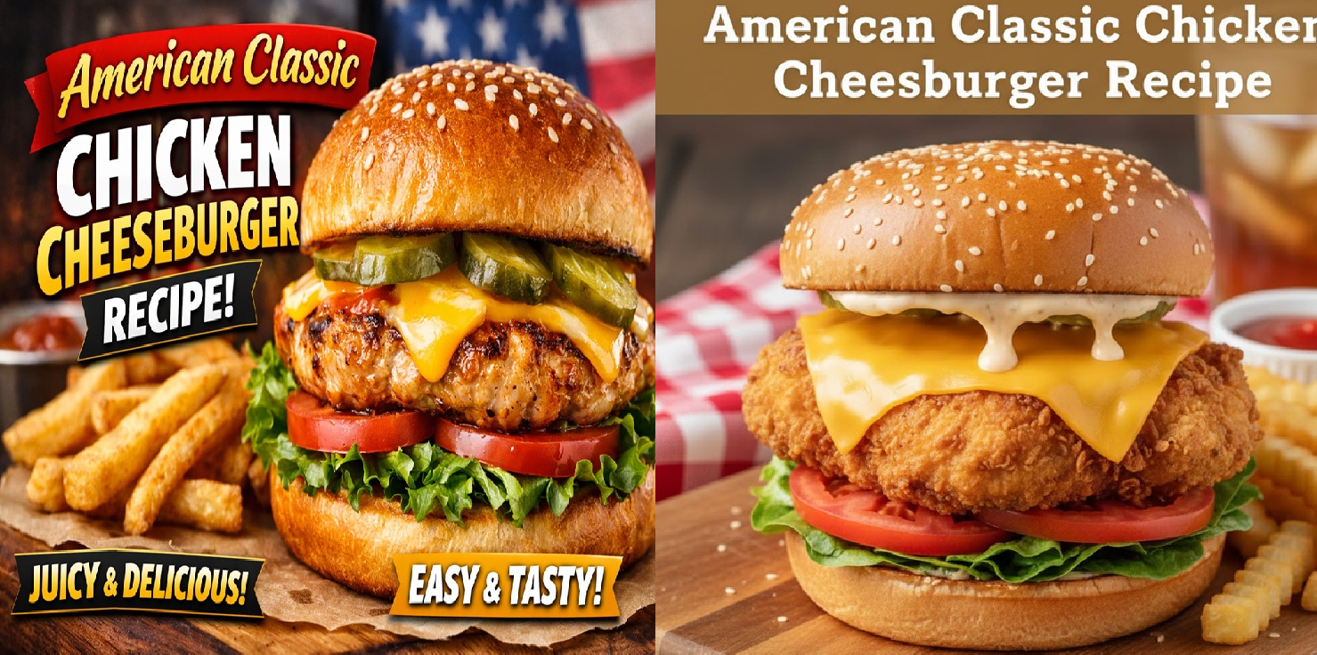Juicy American Classic Chicken Cheeseburger Recipe You’ll Love - Chillybite